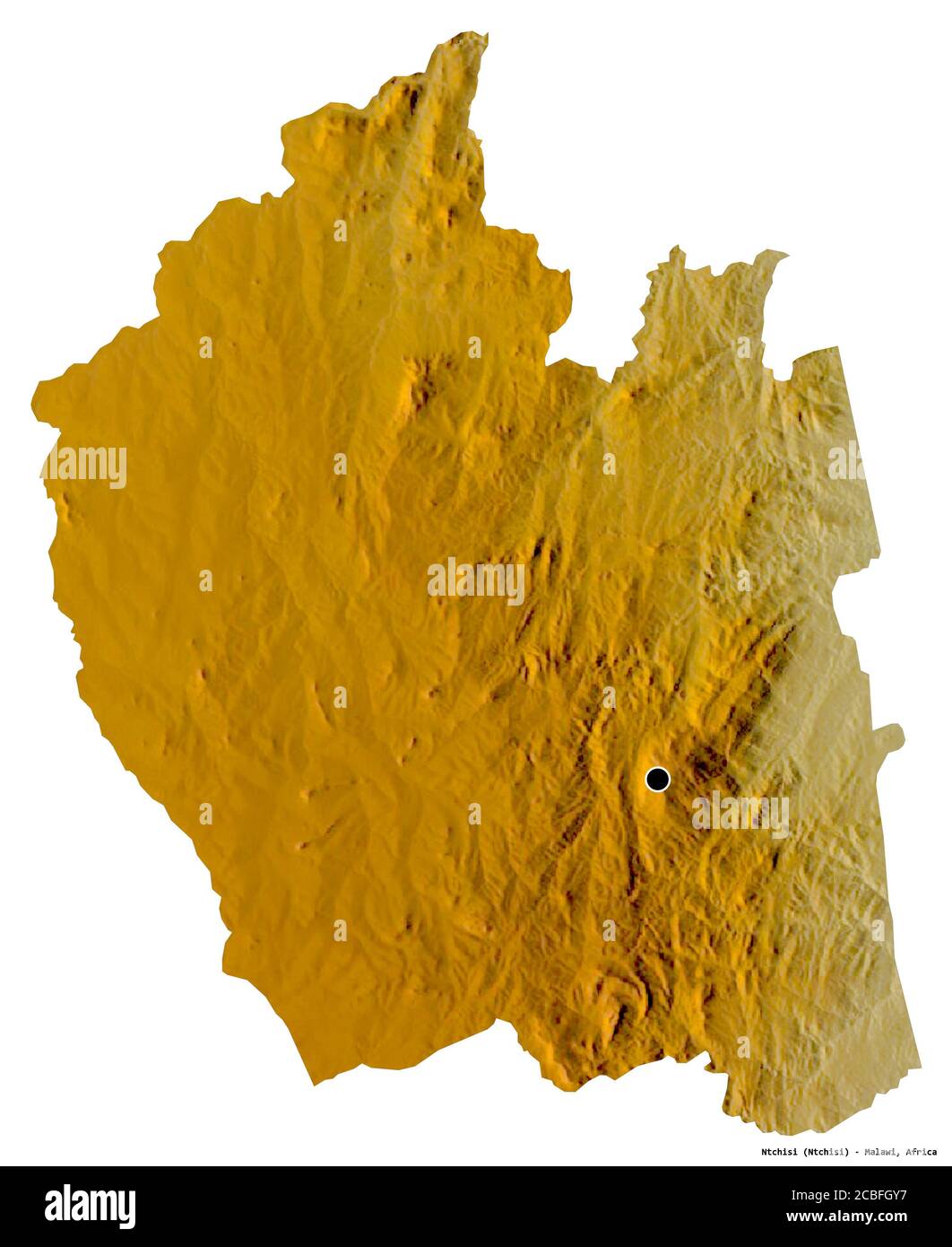 Shape of Ntchisi, district of Malawi, with its capital isolated on ...