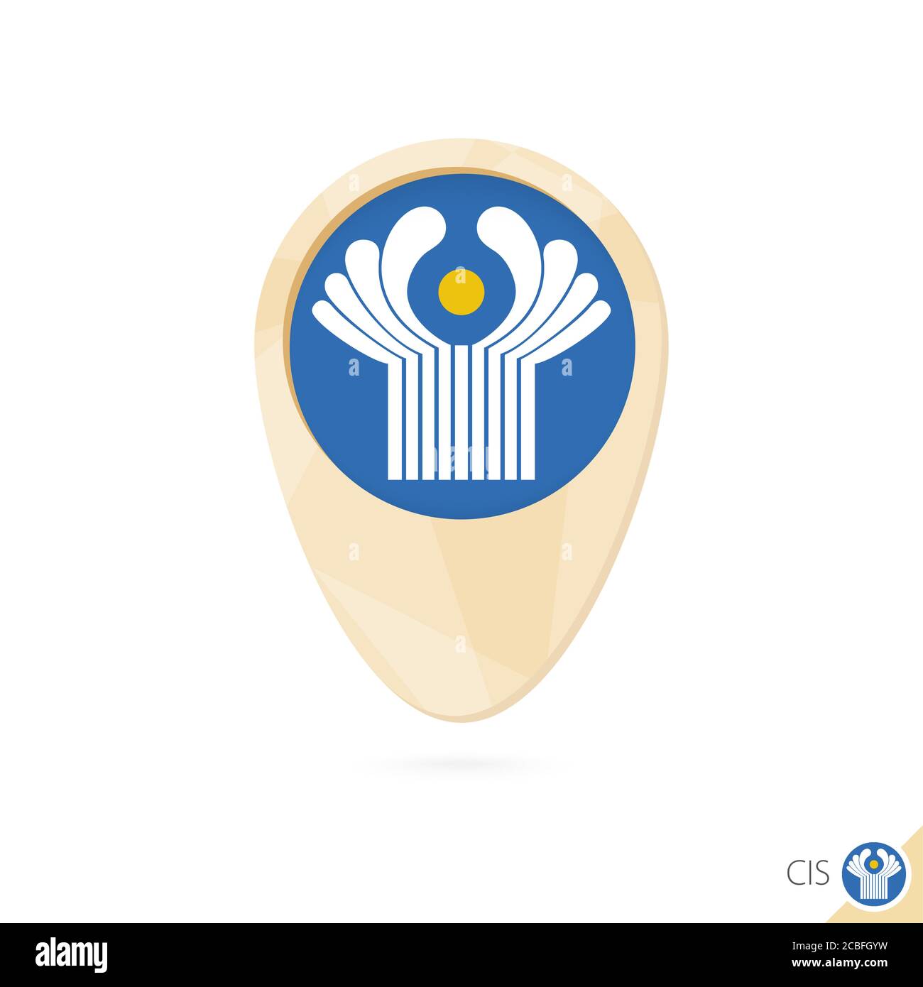 Map pointer with flag of CIS. Orange abstract map icon. Vector Illustration Stock Vector Image ...