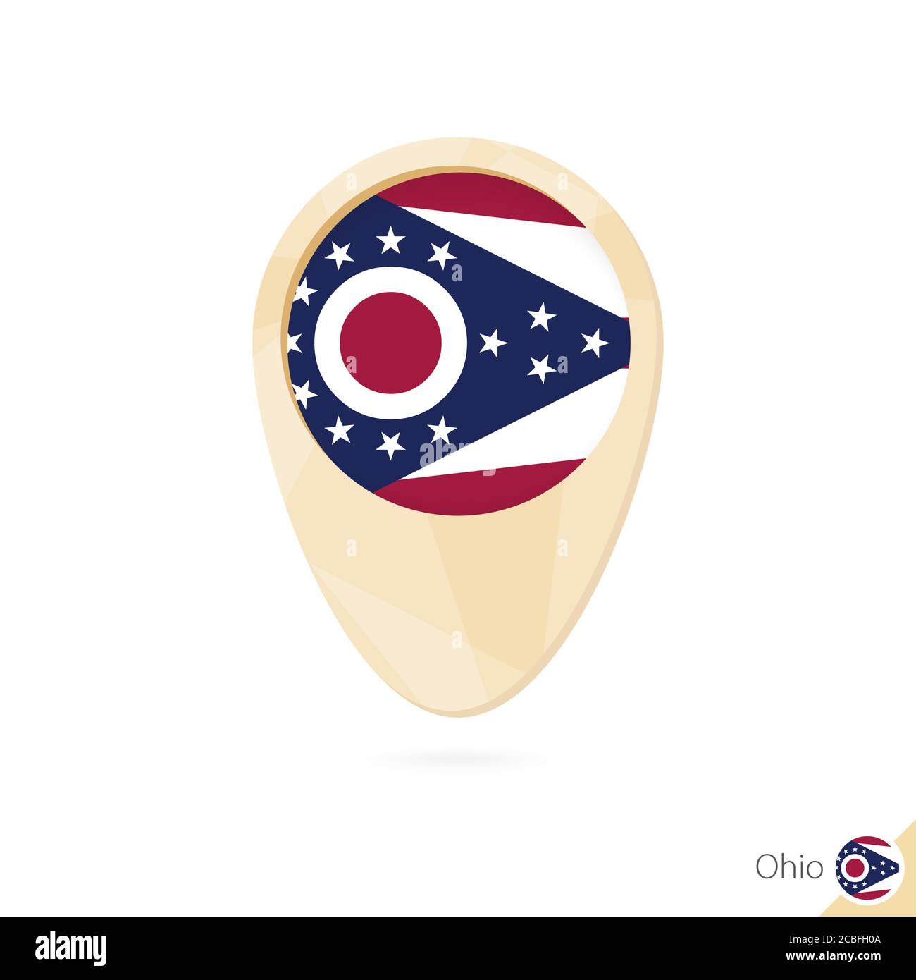 Map pointer with flag of Ohio. Orange abstract map icon. Vector ...