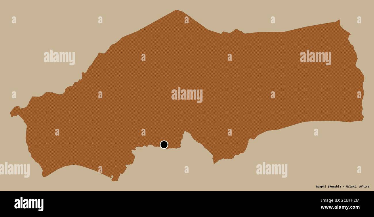 Shape of Rumphi, district of Malawi, with its capital isolated on a ...