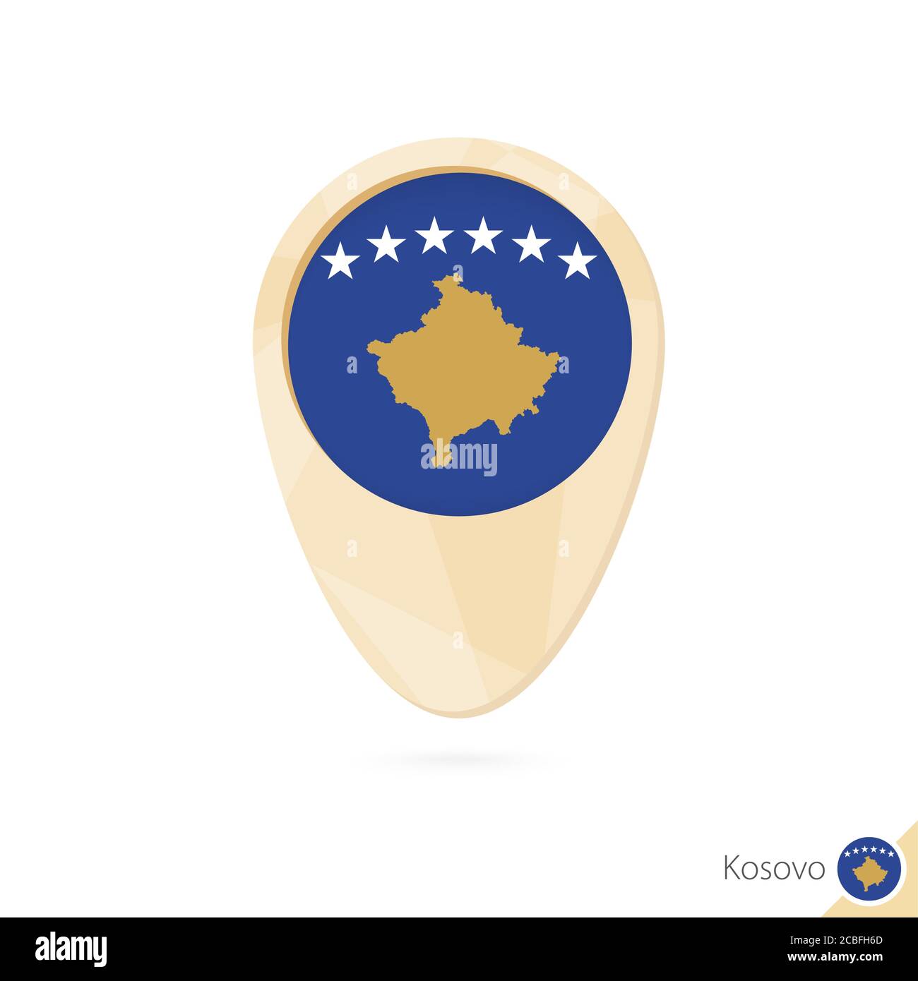 Map pointer with flag of Kosovo. Orange abstract map icon. Vector Illustration Stock Vector ...