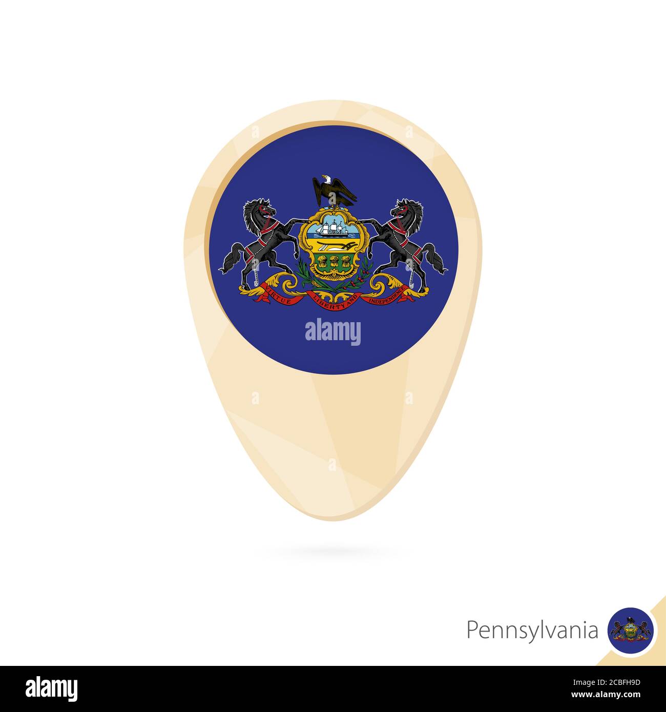 Map pointer with flag of Pennsylvania. Orange abstract map icon. Vector ...