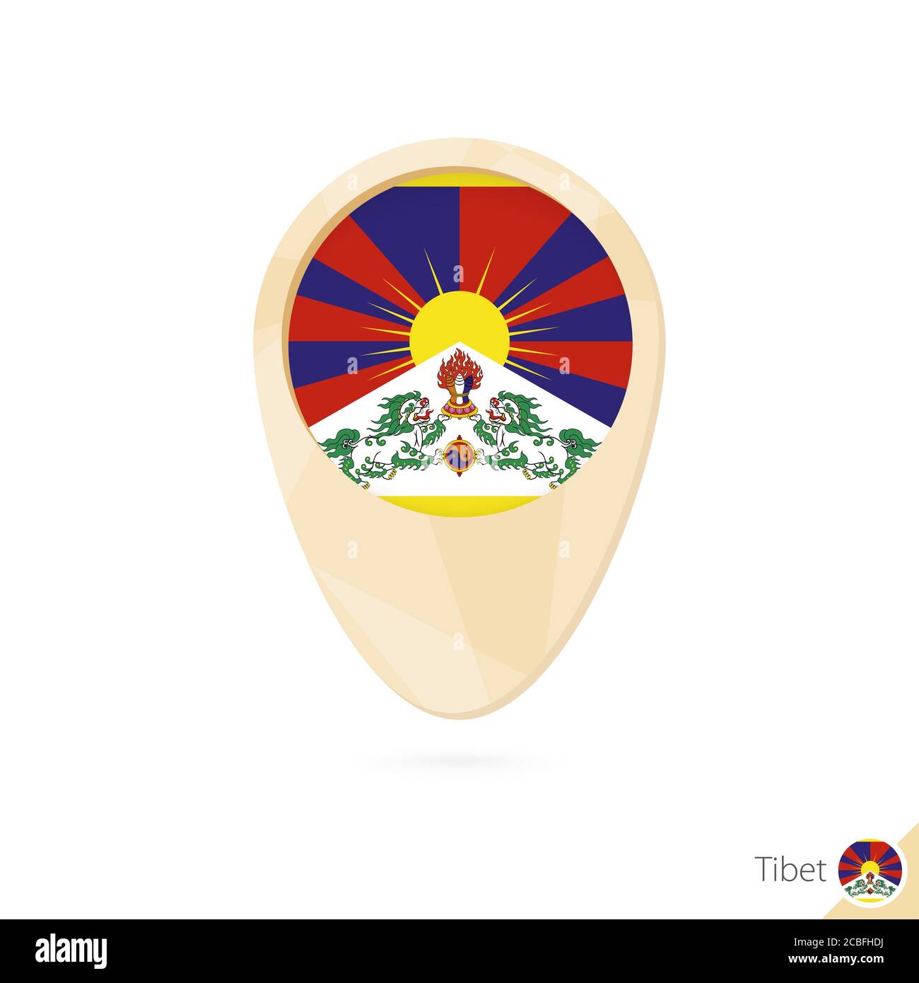 Map pointer with flag of Tibet. Orange abstract map icon. Vector Illustration Stock Vector Image ...