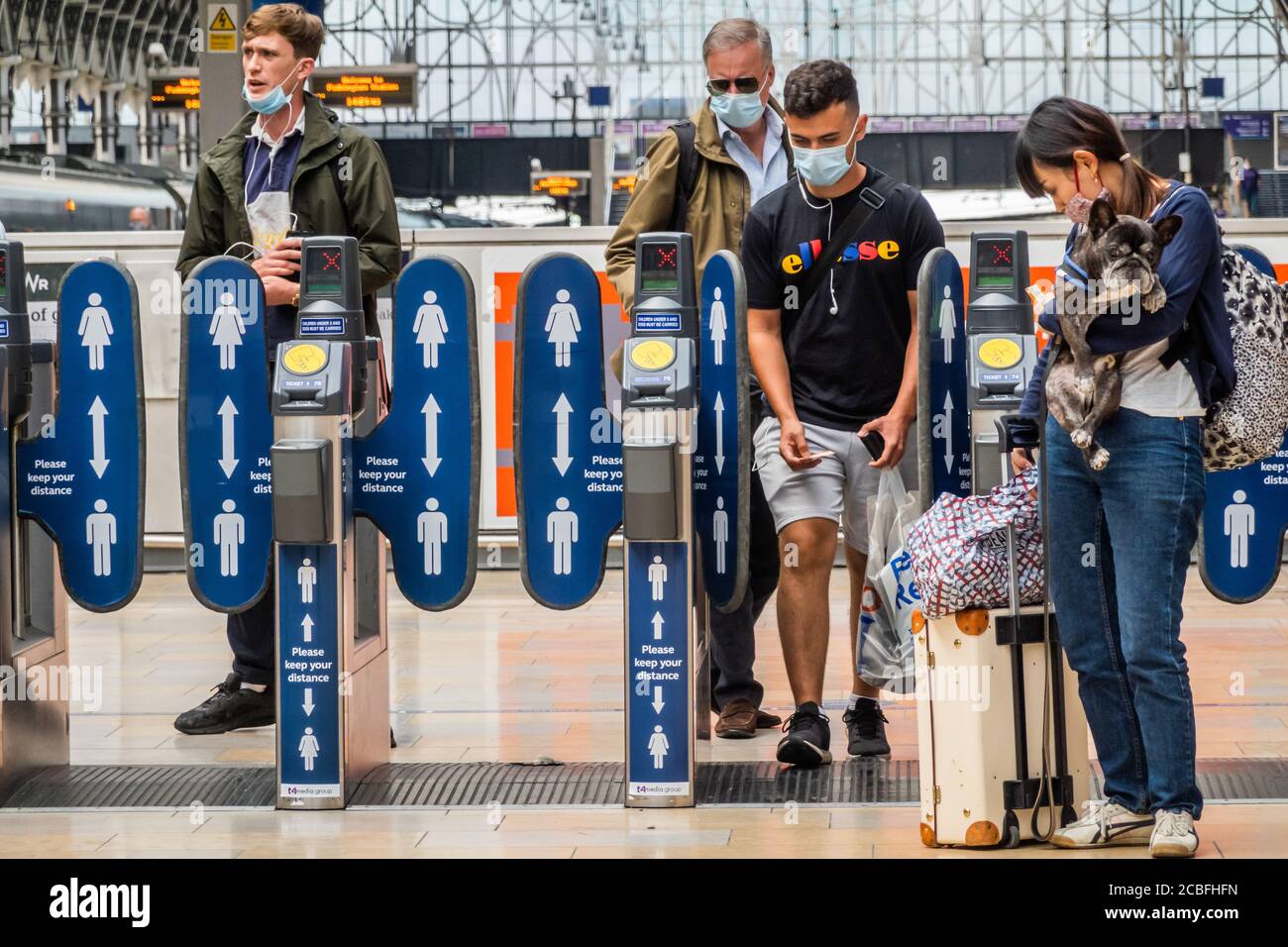 London, UK. 13th Aug, 2020. Paddington station remains relatively quiet ...