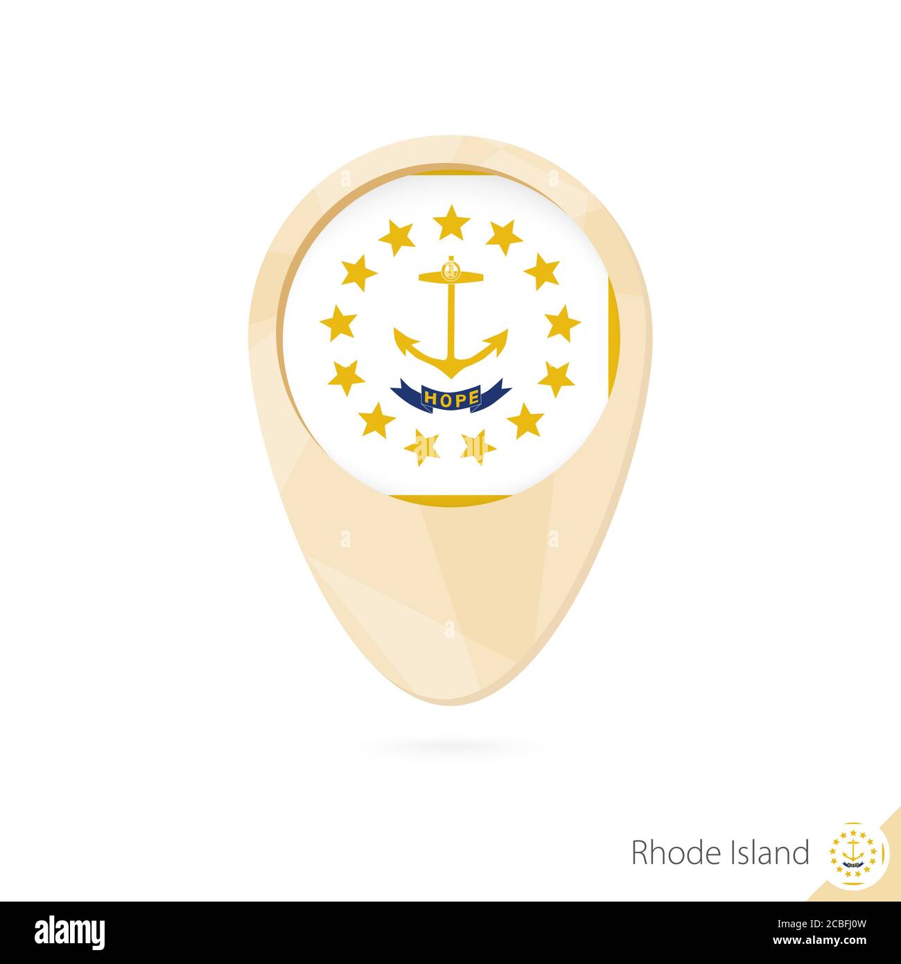 Map pointer with flag of Rhode Island. Orange abstract map icon. Vector Illustration Stock ...