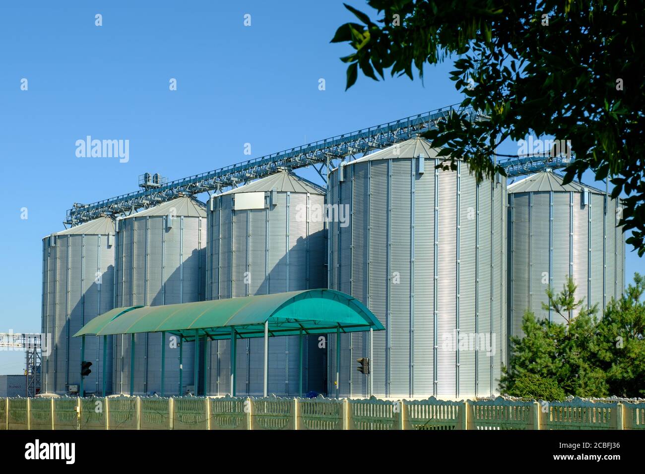 Agricultural Silos. Storage tanks agricultural crops processing plant ...