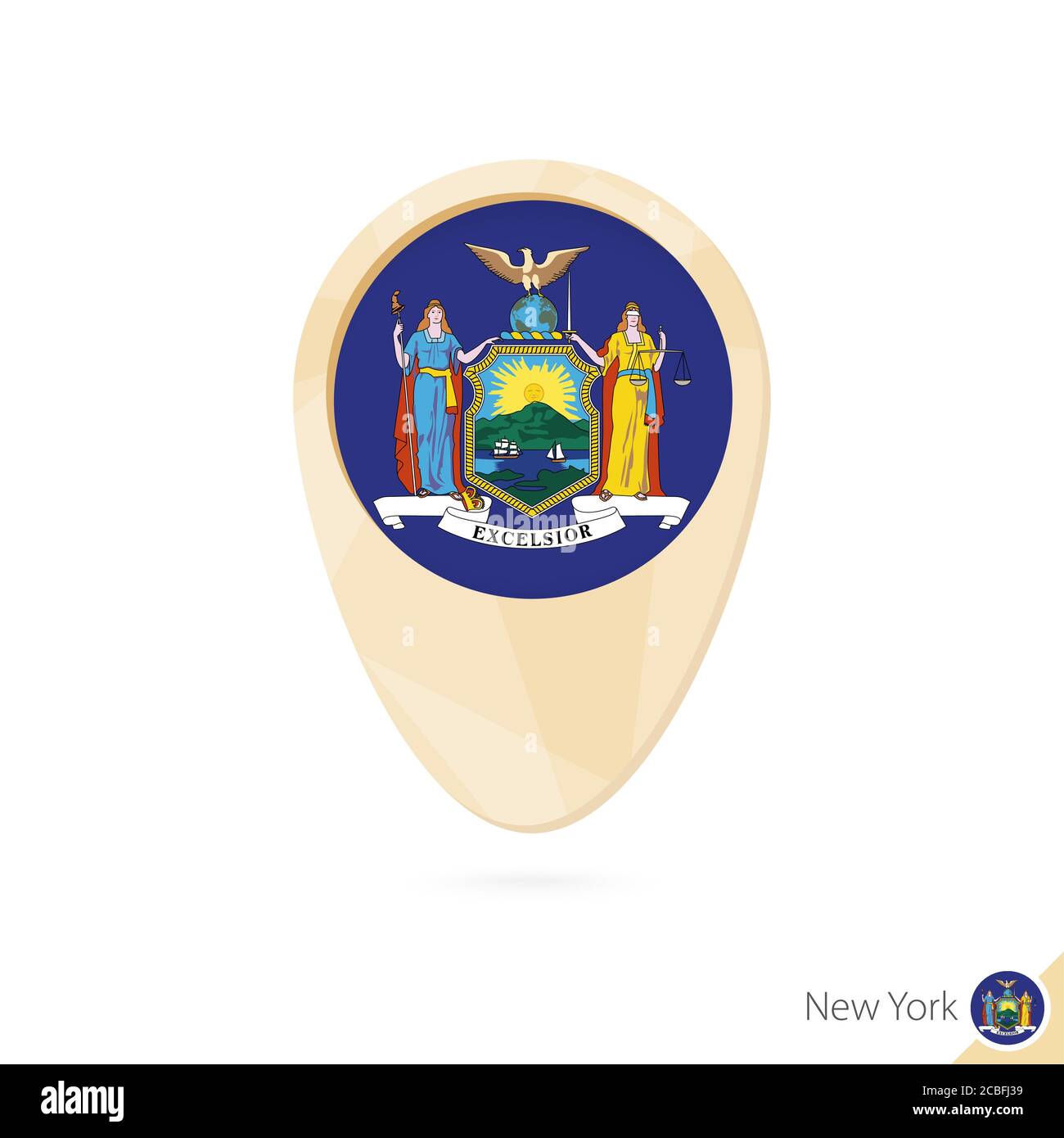 Map pointer with flag of New York. Orange abstract map icon. Vector Illustration Stock Vector ...