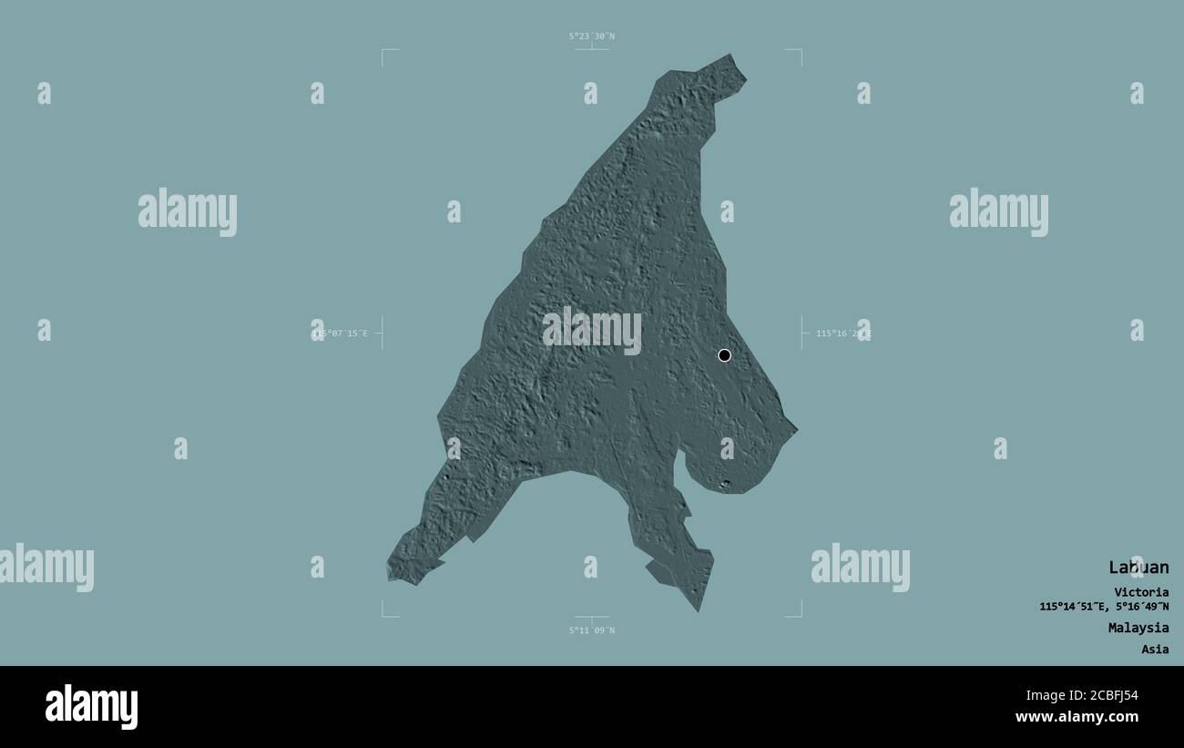 Area of Labuan, federal territory of Malaysia, isolated on a solid ...