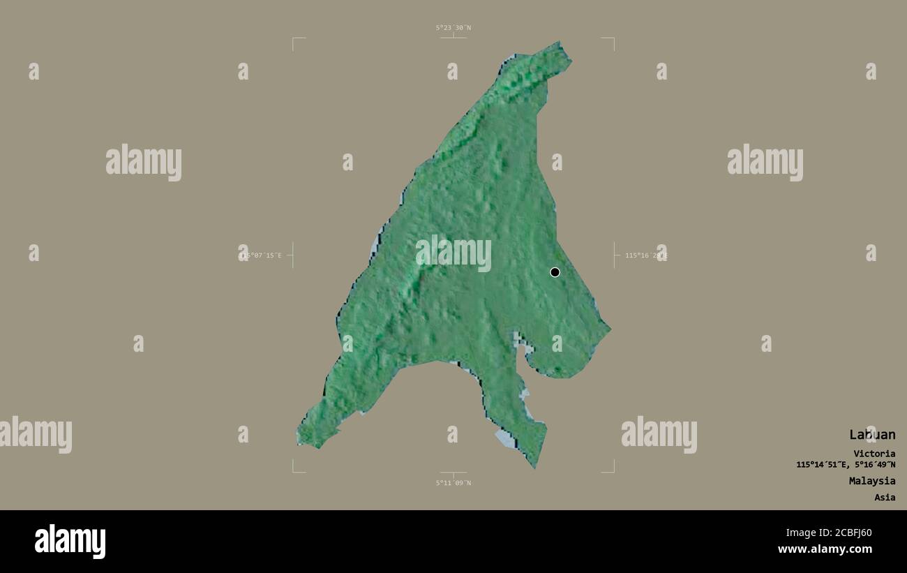 Area of Labuan, federal territory of Malaysia, isolated on a solid ...