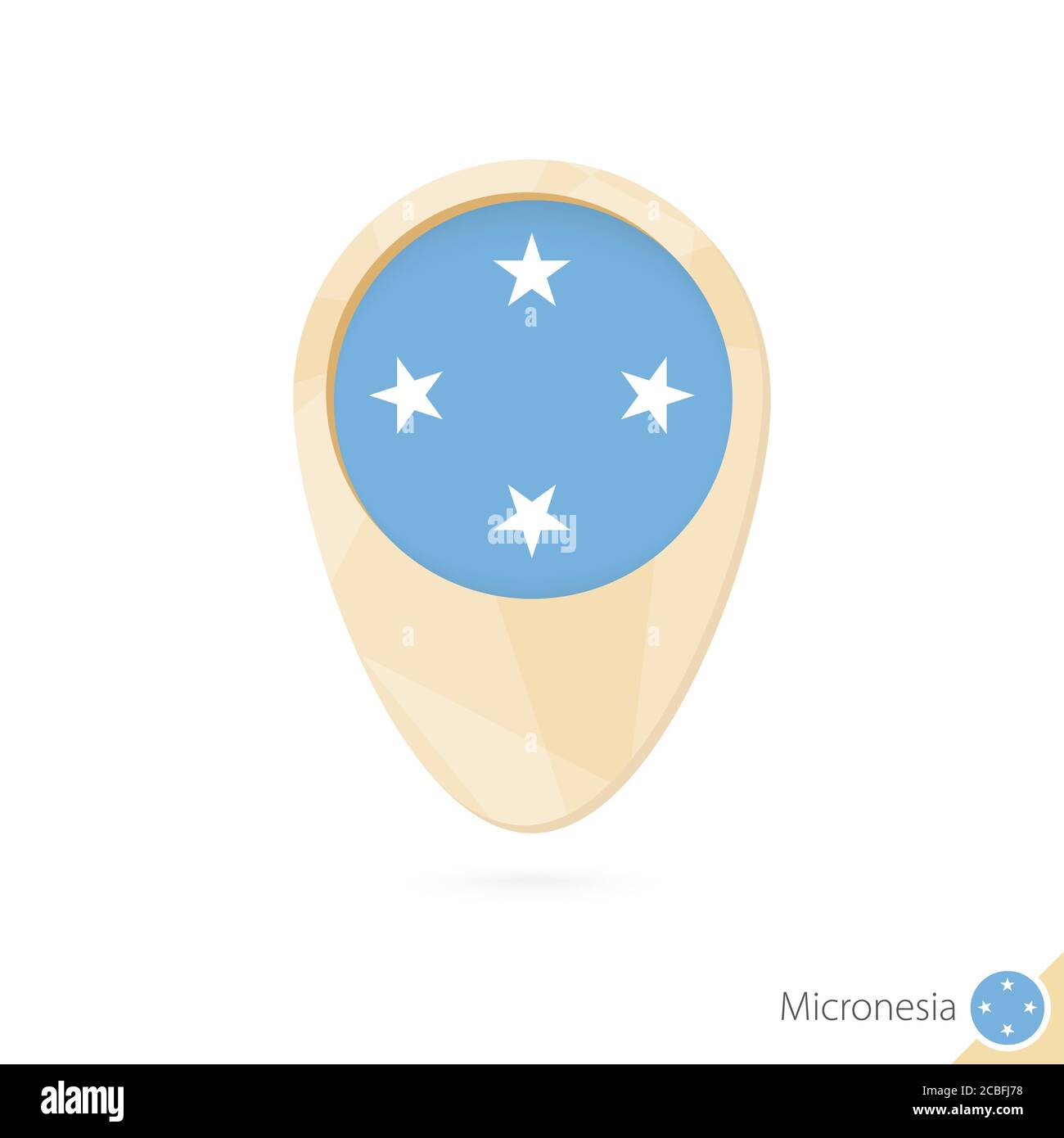 Map pointer with flag of Micronesia. Orange abstract map icon. Vector Illustration Stock Vector ...