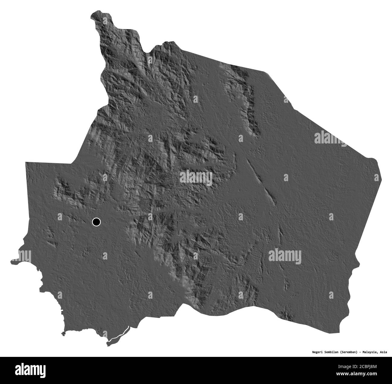 Shape of Negeri Sembilan, state of Malaysia, with its capital isolated ...