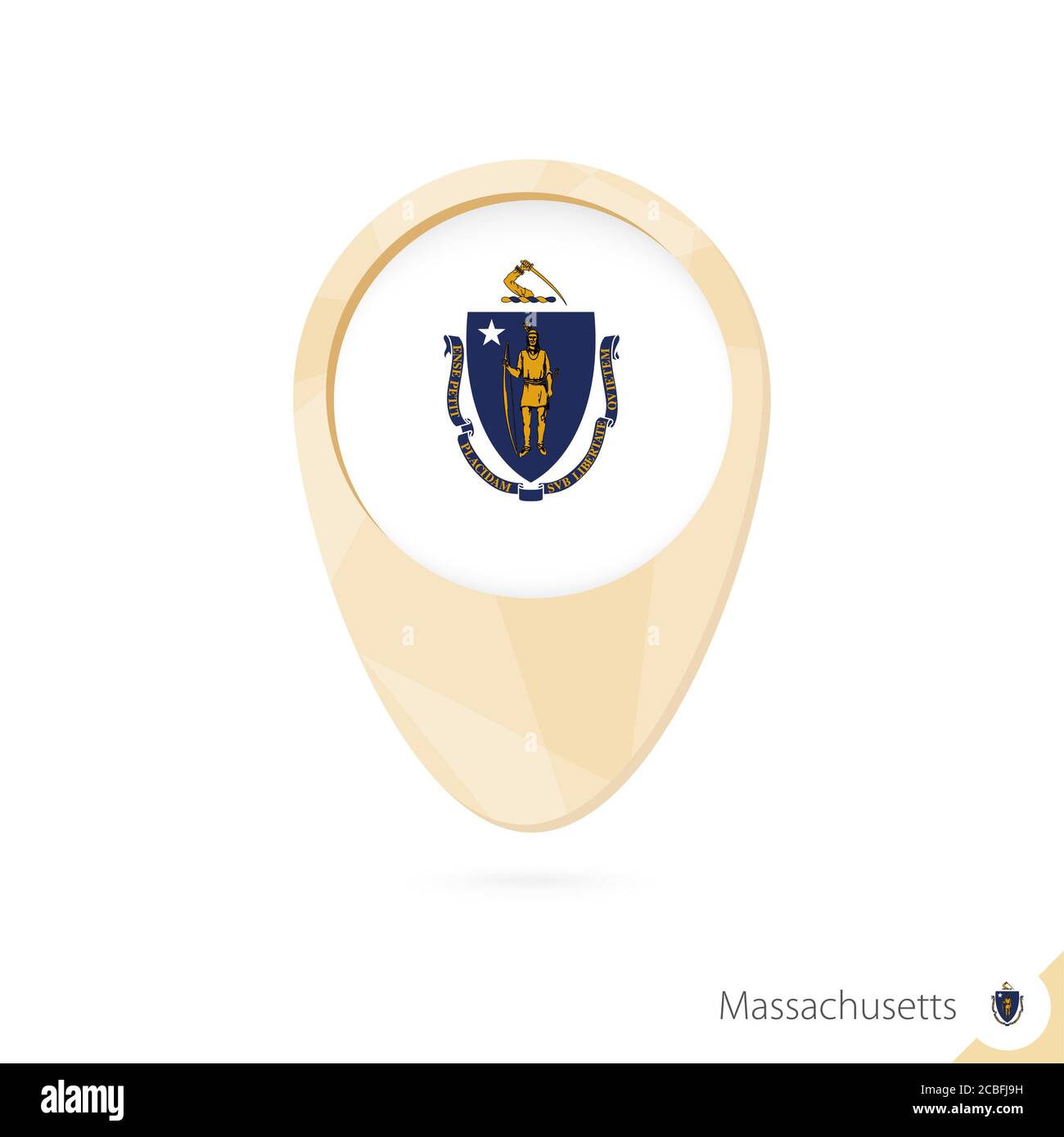 Map pointer with flag of Massachusetts. Orange abstract map icon. Vector Illustration Stock ...