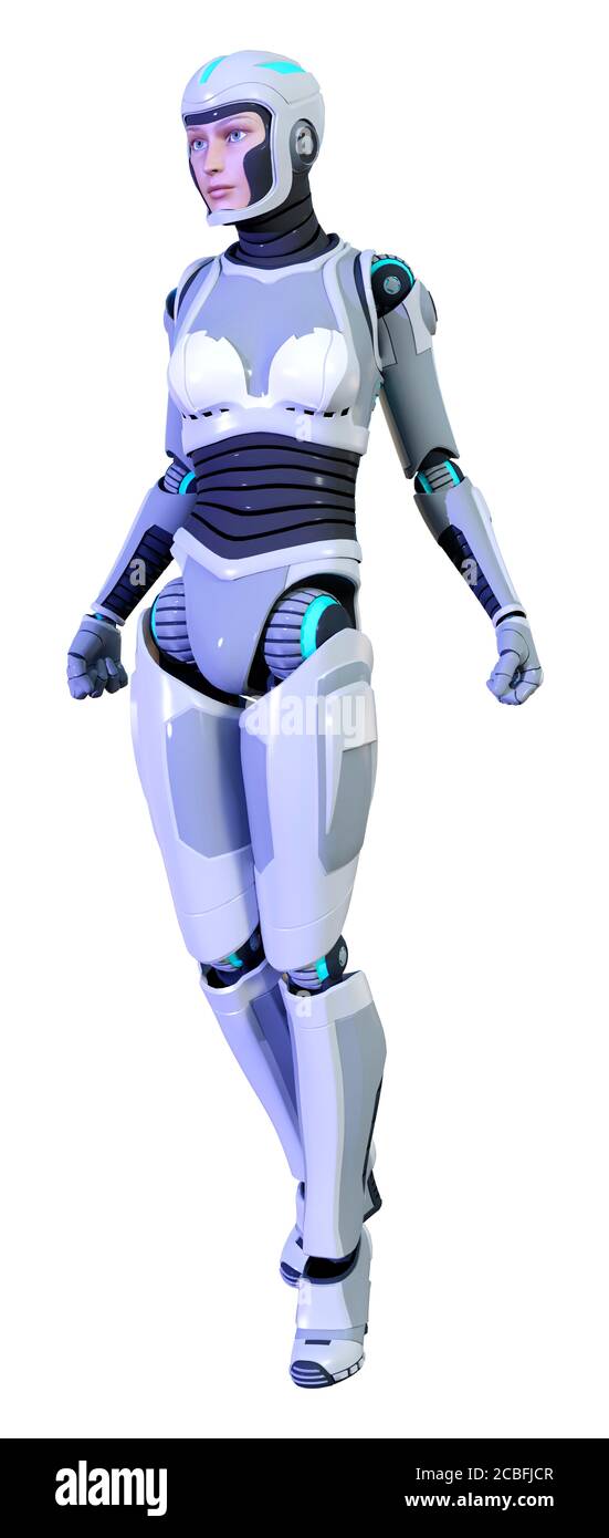 3D rendering of a female robot isolated on white background Stock Photo ...