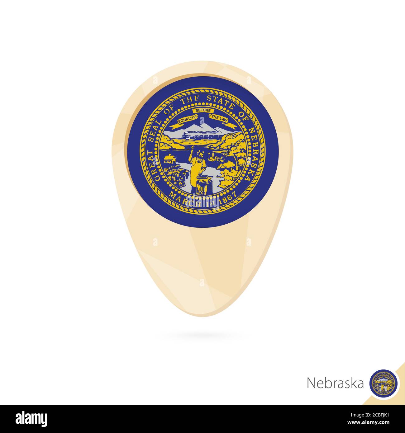 Map pointer with flag of Nebraska. Orange abstract map icon. Vector Illustration Stock Vector ...