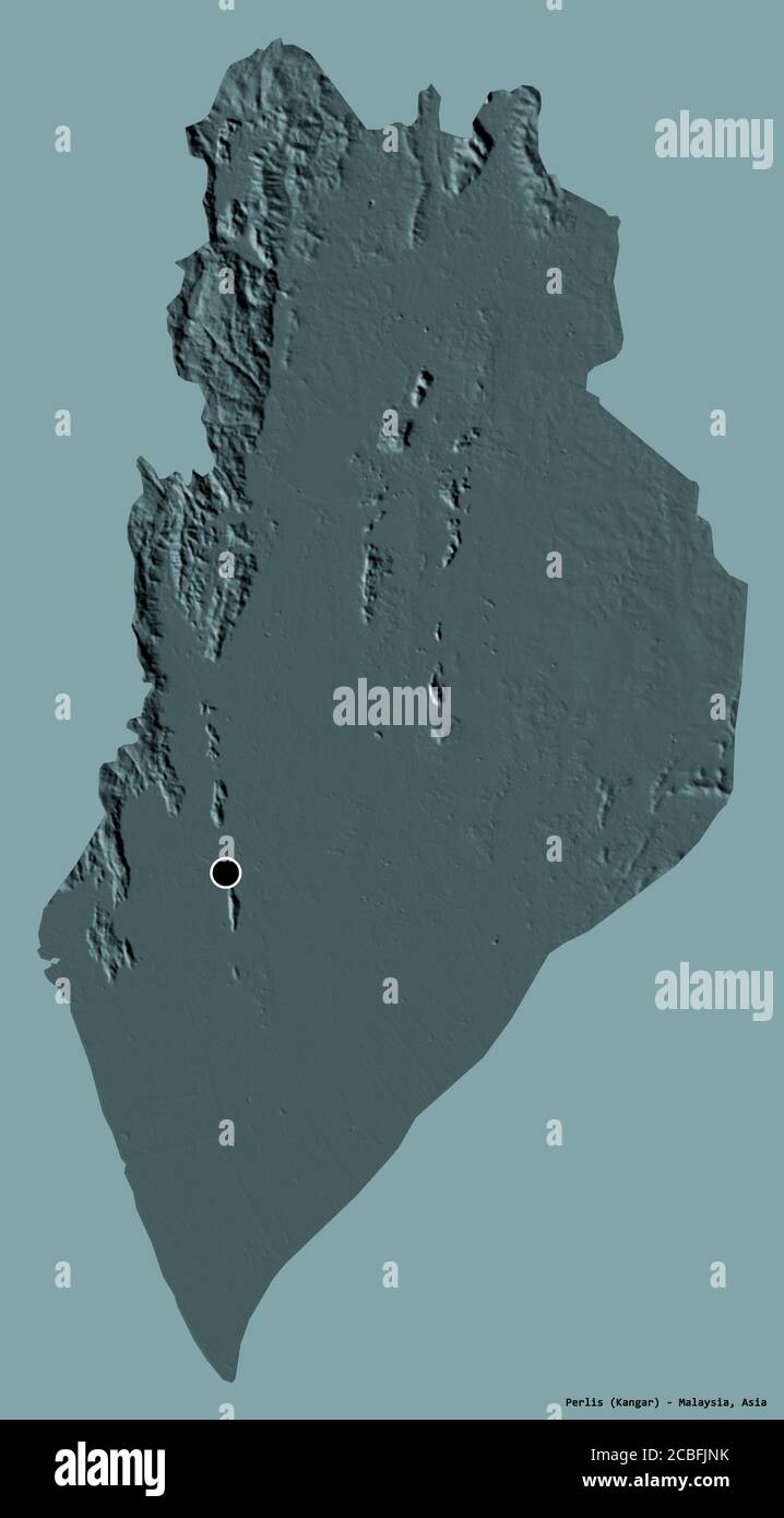Shape of Perlis, state of Malaysia, with its capital isolated on a ...