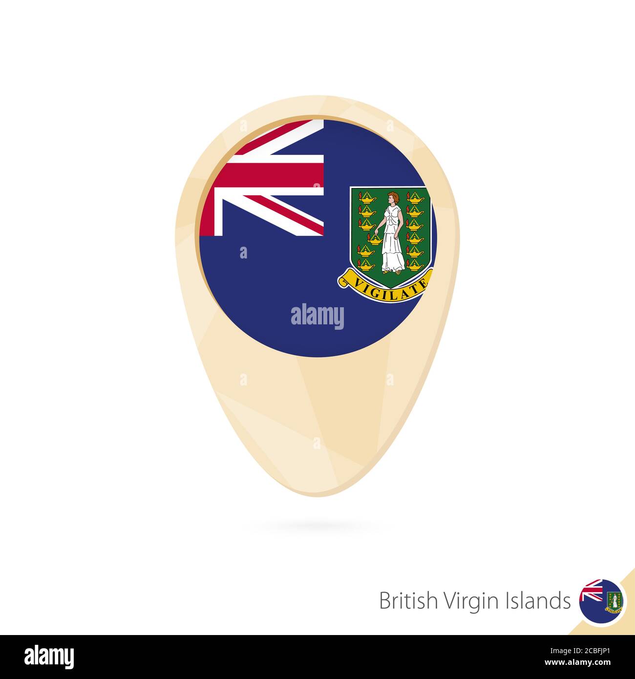 Map pointer with flag of British Virgin Islands. Orange abstract map ...