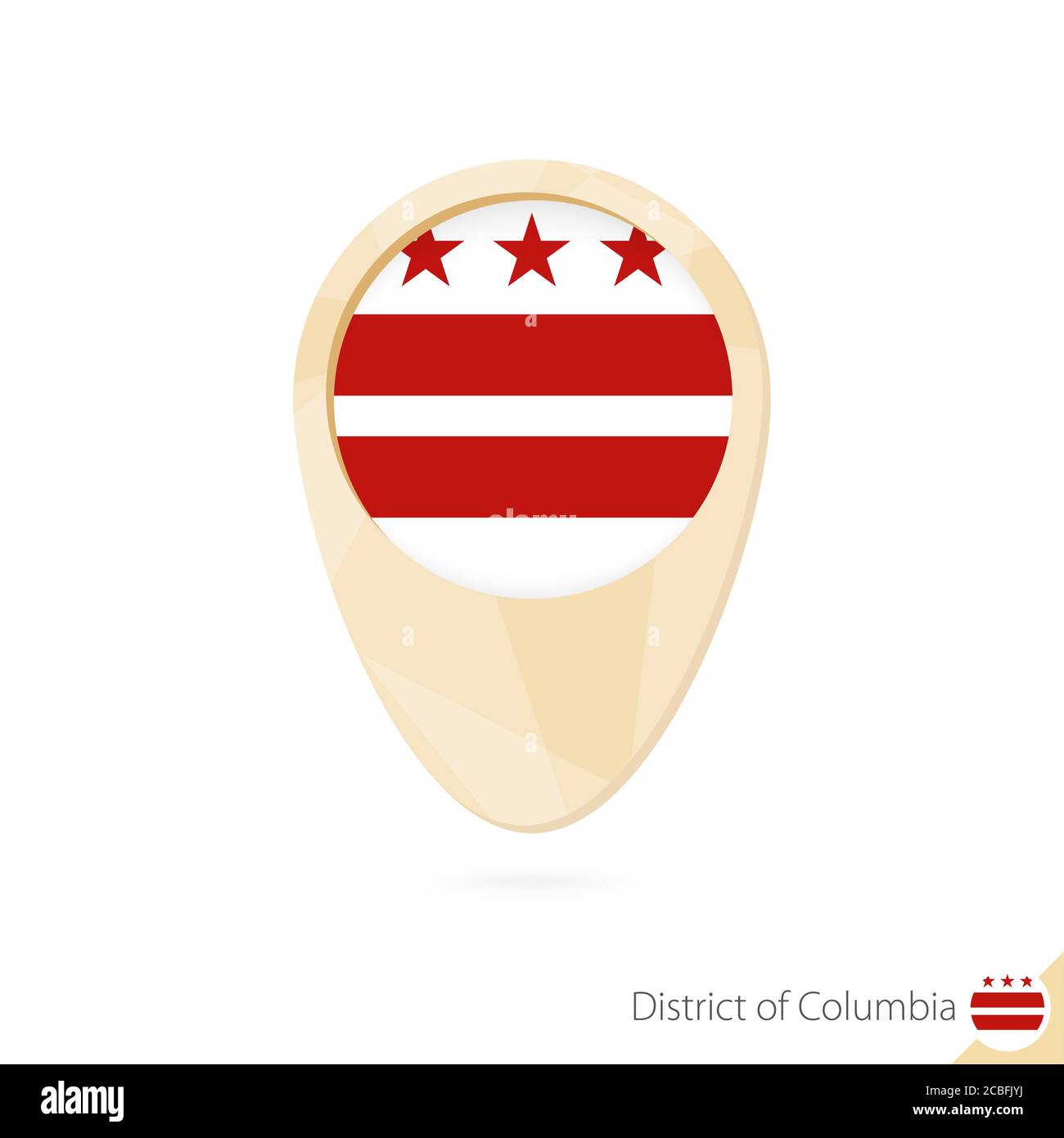 Map pointer with flag District of Columbia. Orange abstract map icon. Vector Illustration Stock ...
