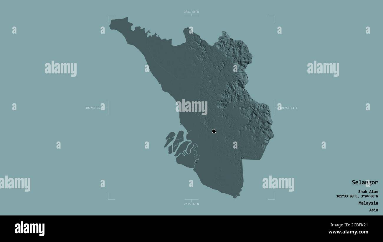 Area of Selangor, state of Malaysia, isolated on a solid background in ...