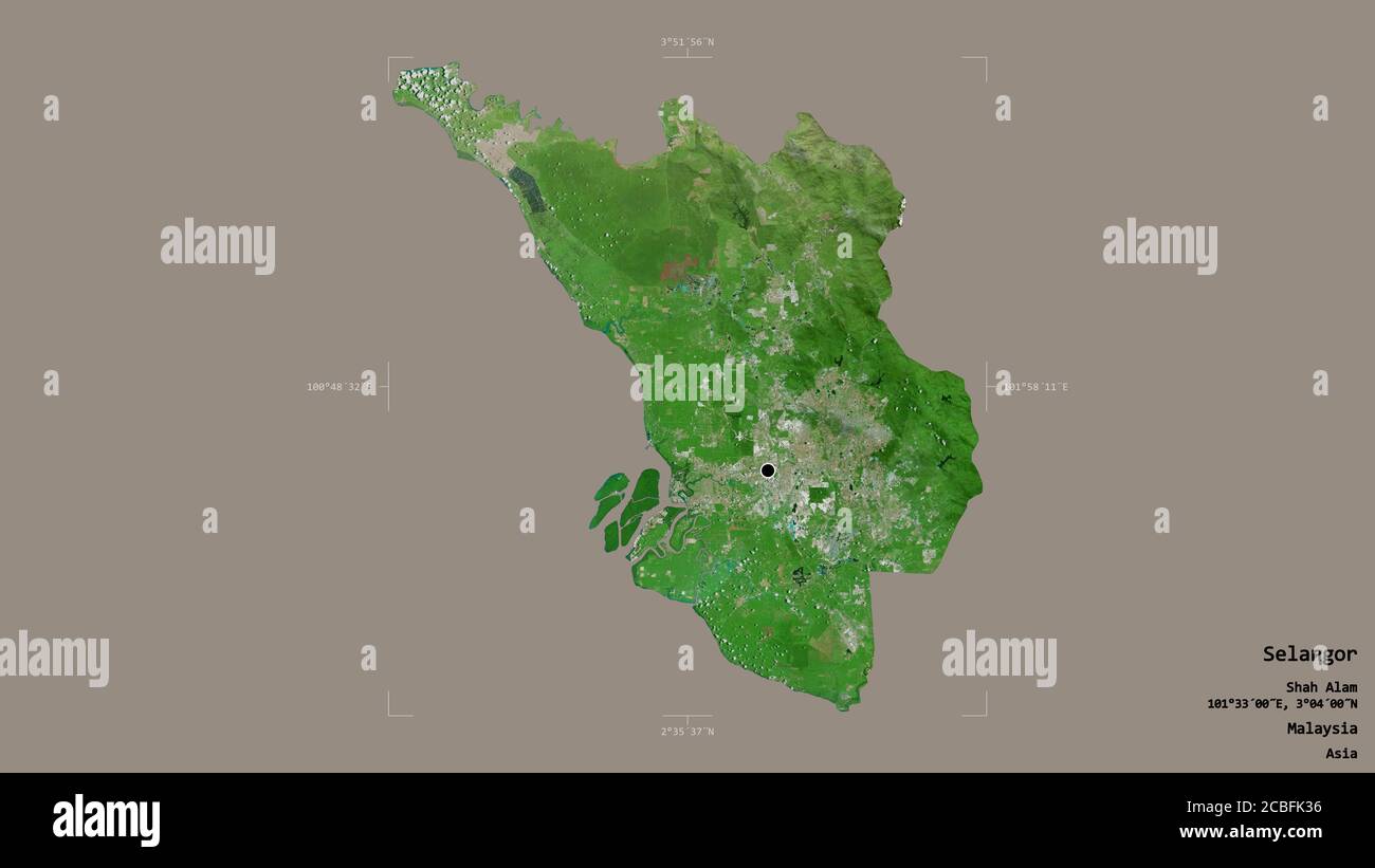 Area of Selangor, state of Malaysia, isolated on a solid background in ...