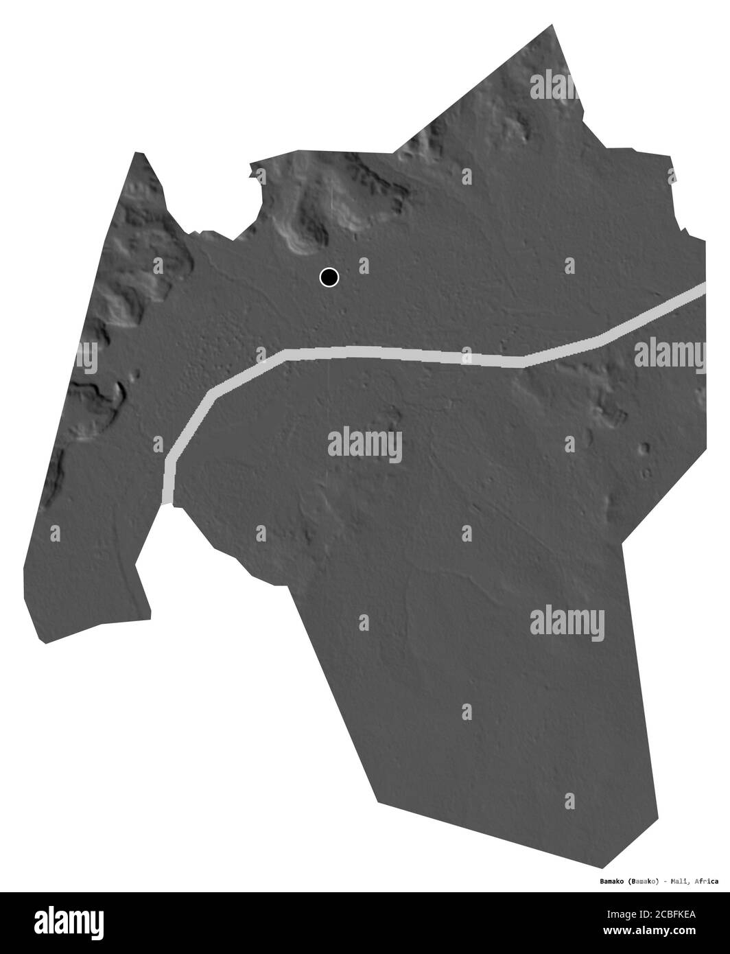 Shape of Bamako, district of Mali, with its capital isolated on white ...