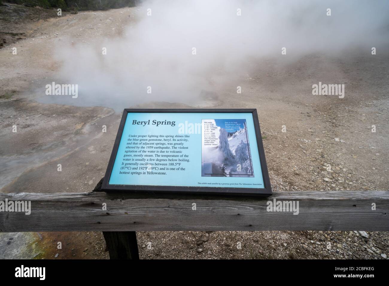 Wyoming, USA - June 28, 2020: Information board sign about Beryl Spring ...
