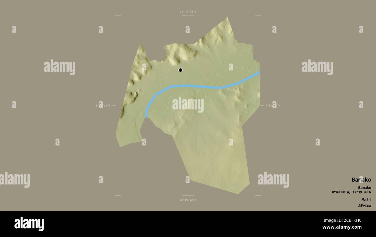 Area of Bamako, district of Mali, isolated on a solid background in a ...