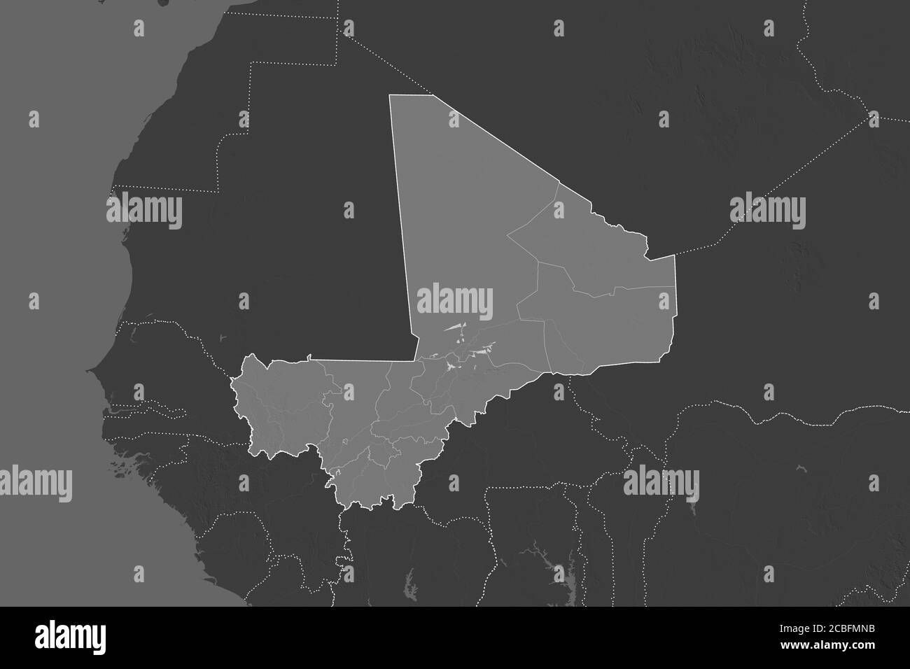 Shape of Mali separated by the desaturation of neighboring areas ...