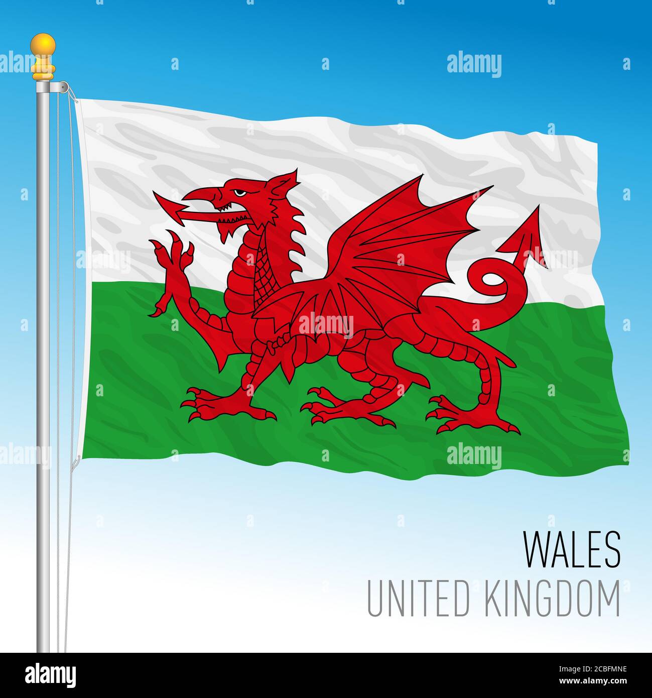 Wales official flag, United Kingdom, vector illustration Stock Vector ...