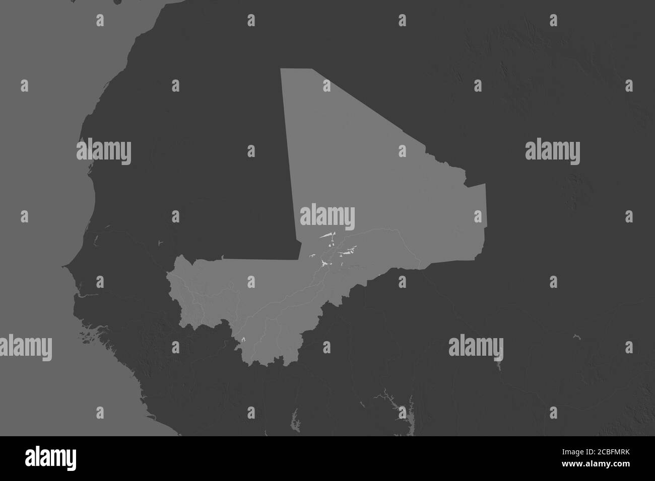 Shape of Mali separated by the desaturation of neighboring areas ...