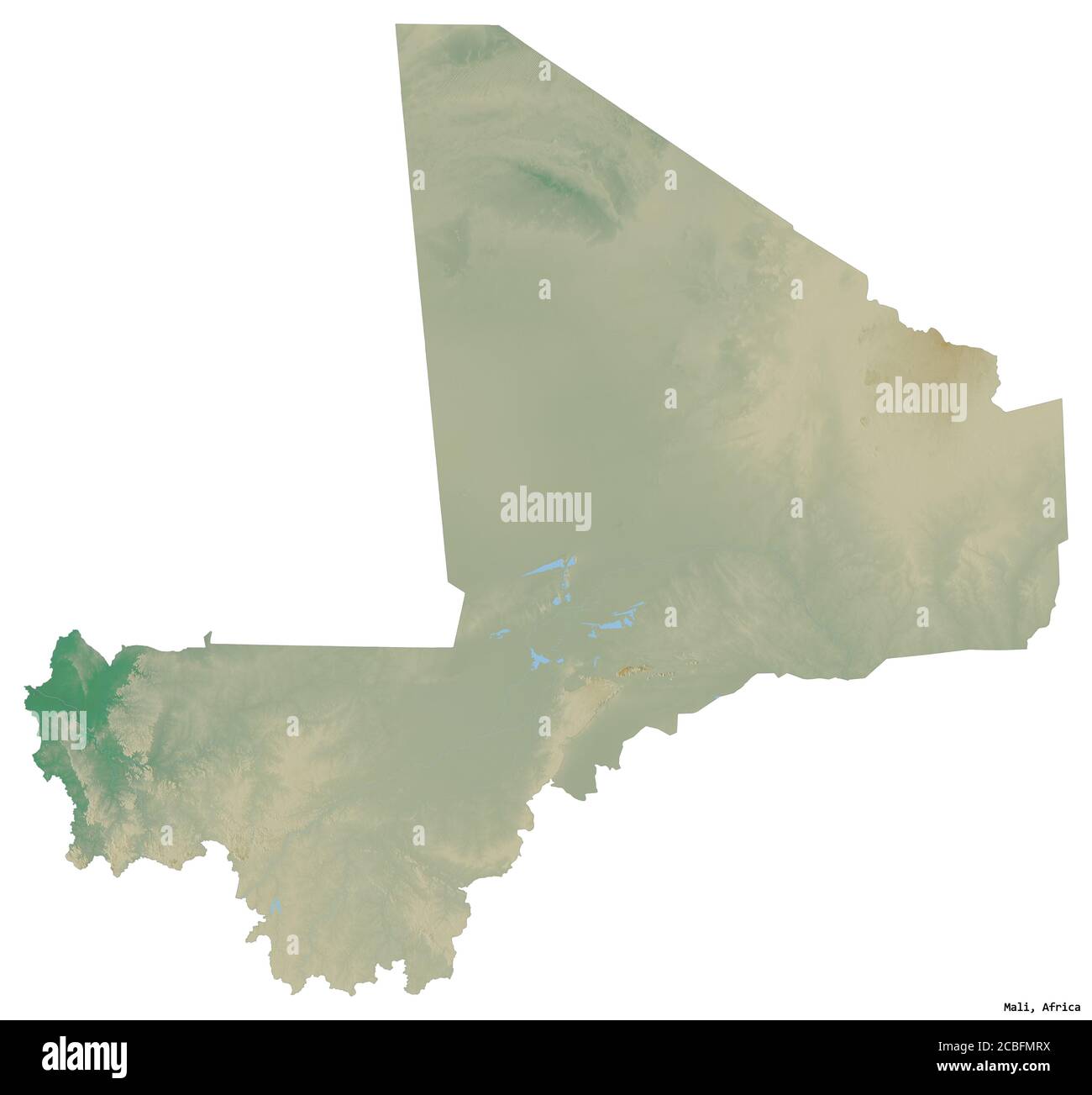 Shape of Mali with its capital isolated on white background ...