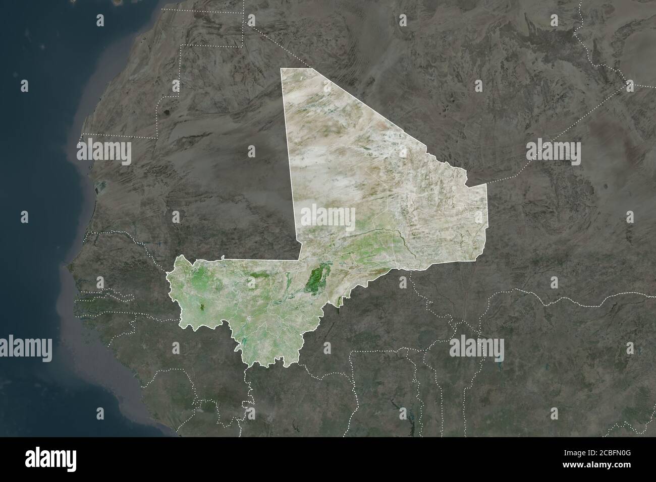 Shape of Mali separated by the desaturation of neighboring areas ...