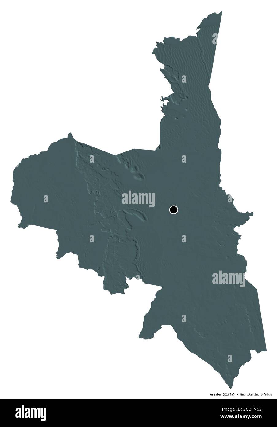 Shape of Assaba, region of Mauritania, with its capital isolated on ...