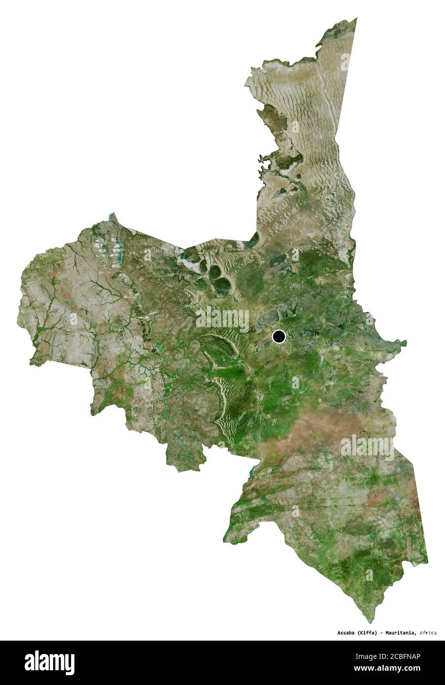 Shape of Assaba, region of Mauritania, with its capital isolated on ...