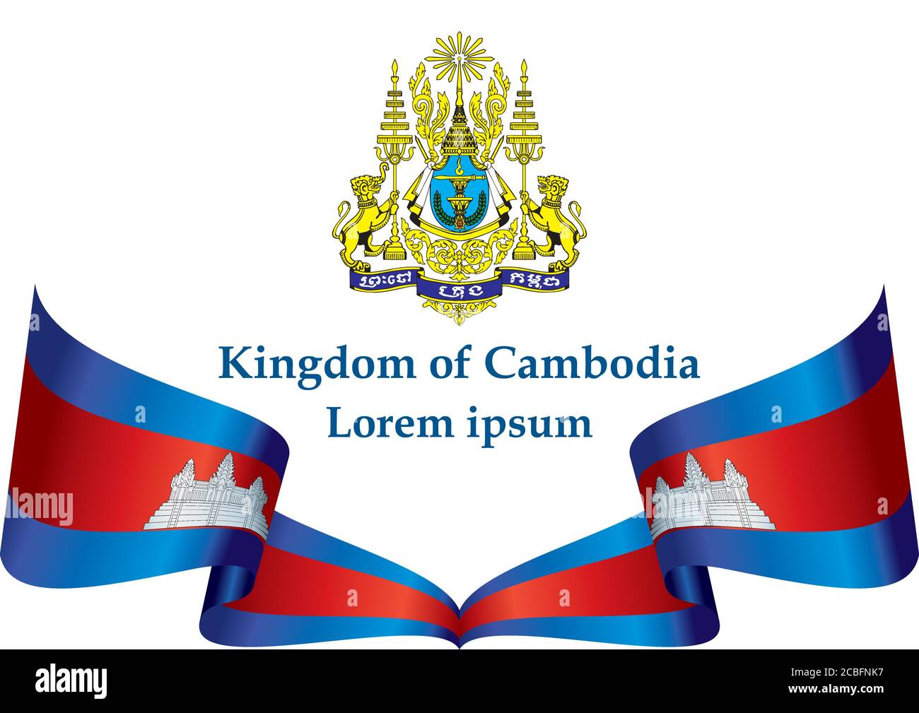 Flag of Cambodia, Kingdom of Cambodia. Southeast Asia. Template for ...