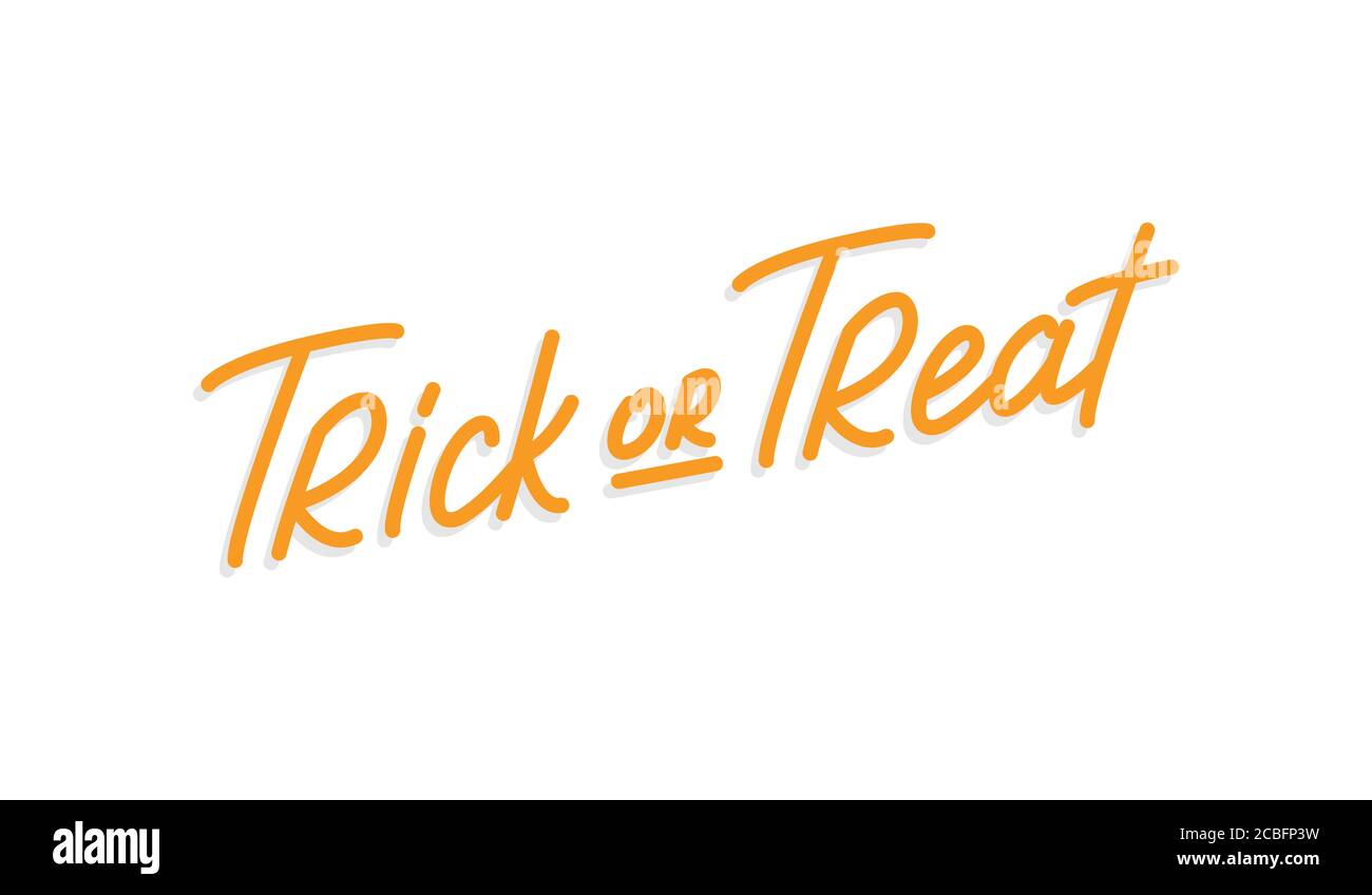 Trick or Treat lettering label. Halloween holiday calligraphy Stock ...