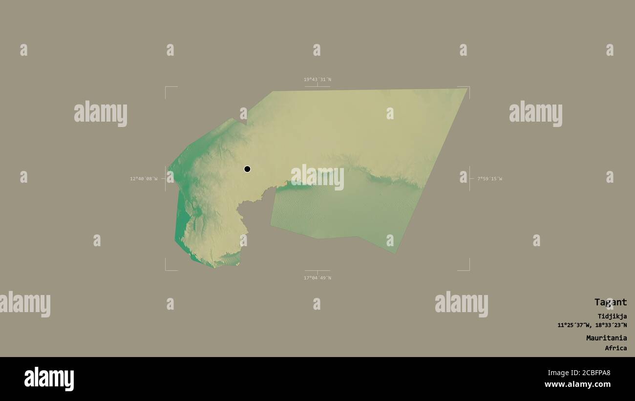 Area of Tagant, region of Mauritania, isolated on a solid background in ...