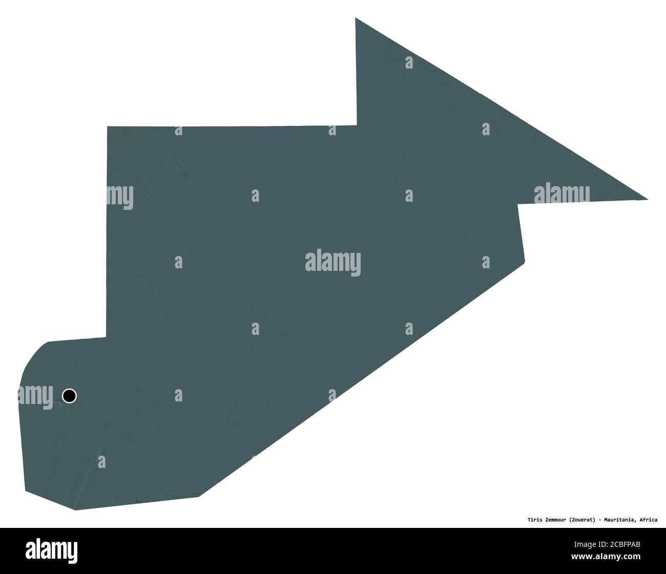 Shape of Tiris Zemmour, region of Mauritania, with its capital isolated ...