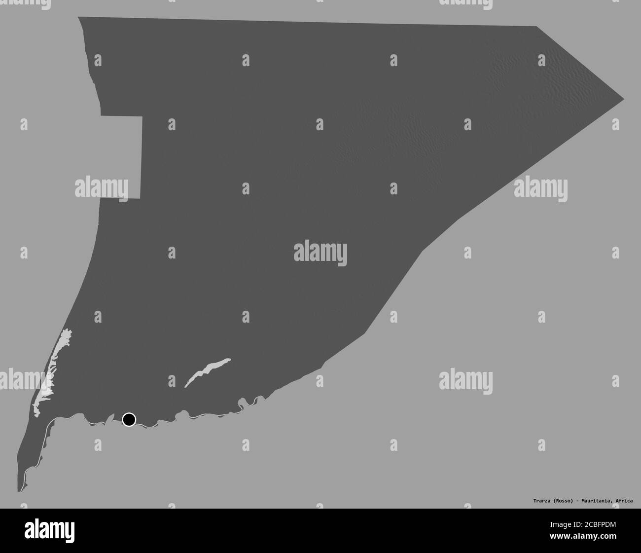 Shape of Trarza, region of Mauritania, with its capital isolated on a ...