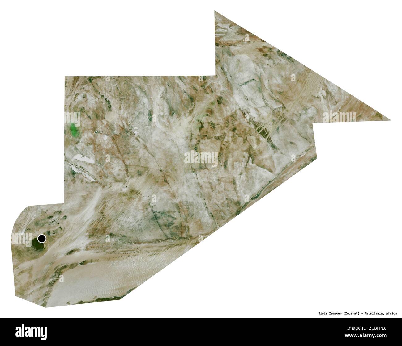 Shape of Tiris Zemmour, region of Mauritania, with its capital isolated ...