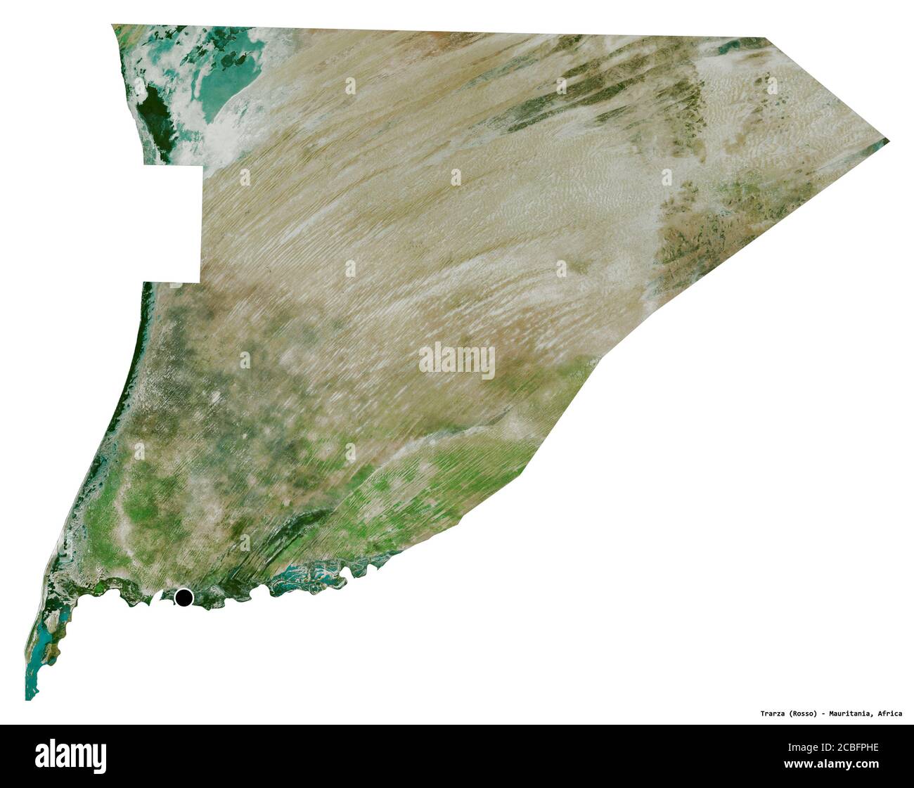 Shape of Trarza, region of Mauritania, with its capital isolated on ...