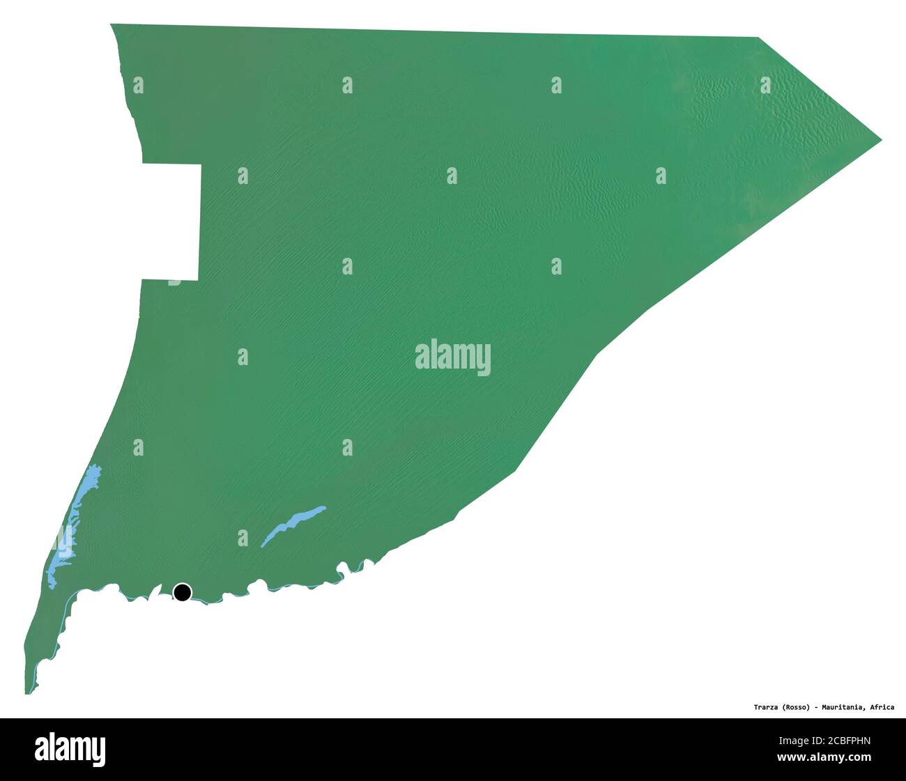 Shape of Trarza, region of Mauritania, with its capital isolated on ...