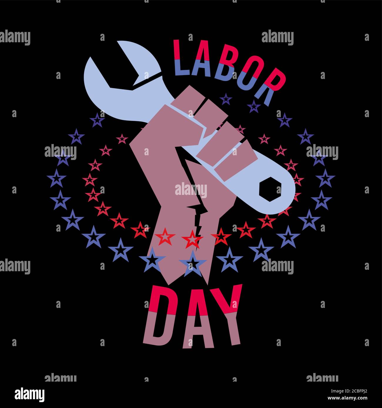 Labor day - Black power symbol in brown color with stars isolated on ...