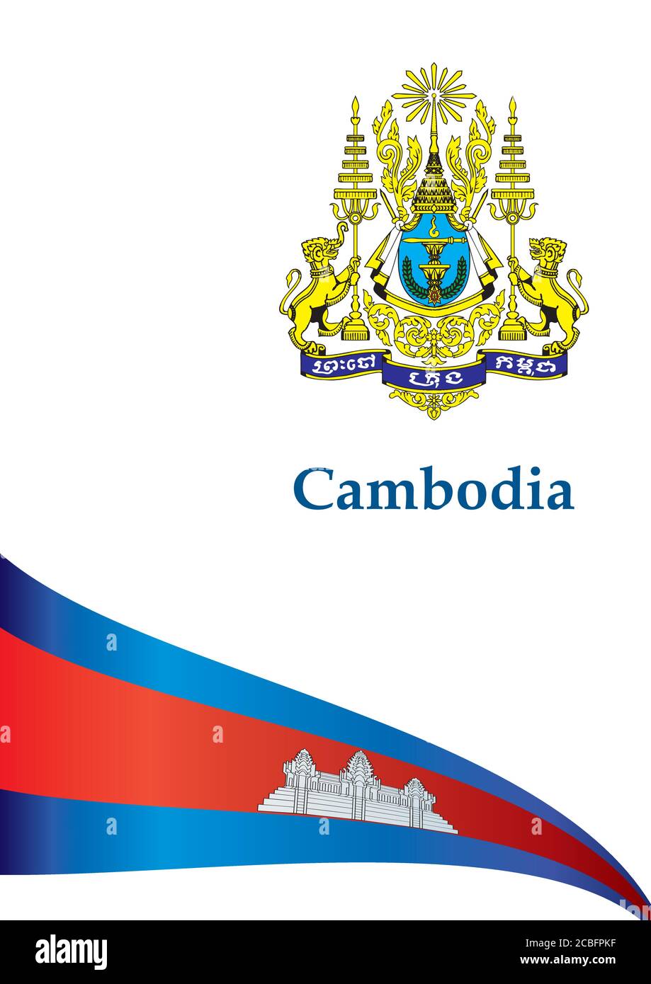 Flag of Cambodia, Kingdom of Cambodia. Southeast Asia. Template for ...