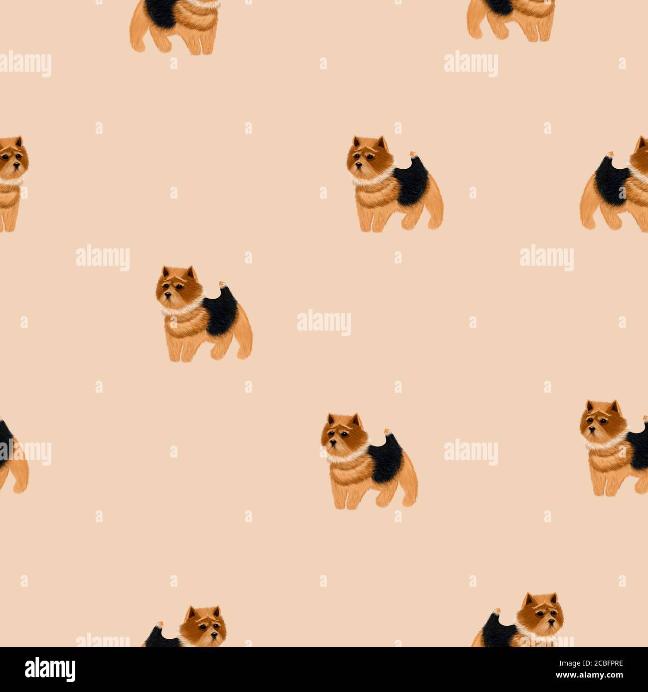 Seamless beige background with cute dog. Design for children Stock ...