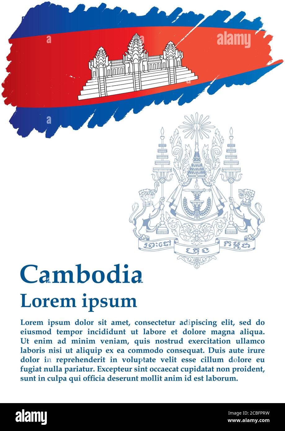 Flag of Cambodia, Kingdom of Cambodia. Southeast Asia. Template for ...