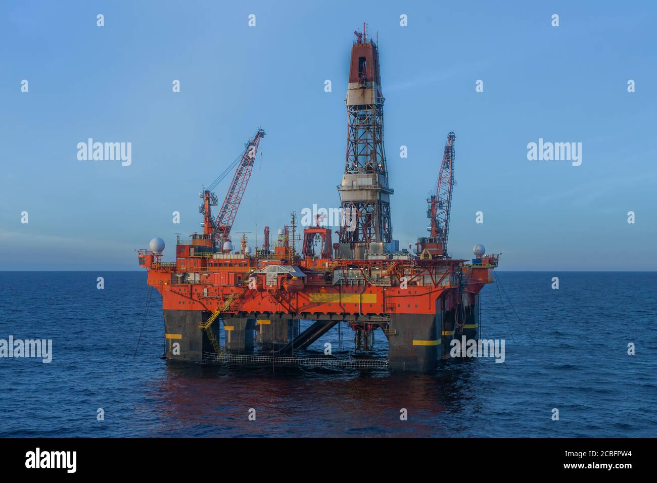 KARA SEA, RUSSIA - 2014 OCTOBER 04. The Semi-submersible drilling rig ...