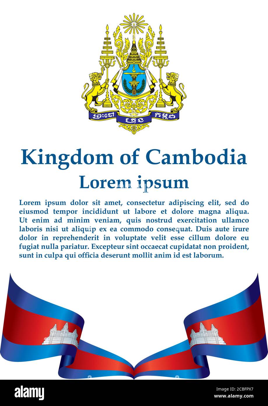 Flag of Cambodia, Kingdom of Cambodia. Southeast Asia. Template for ...