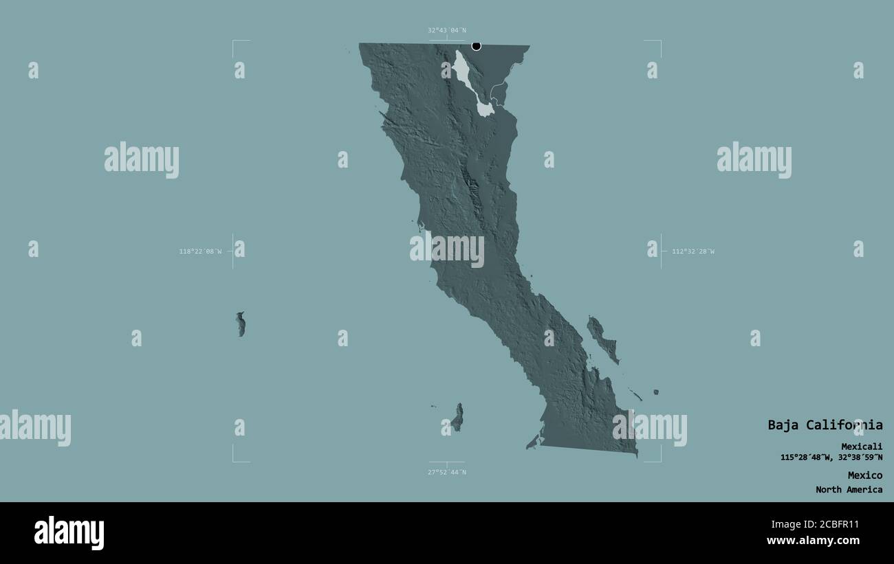 Area of Baja California, state of Mexico, isolated on a solid ...