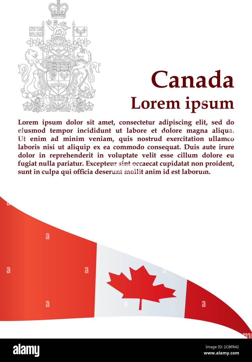 Flag of Canada, template for award design, an official document with ...