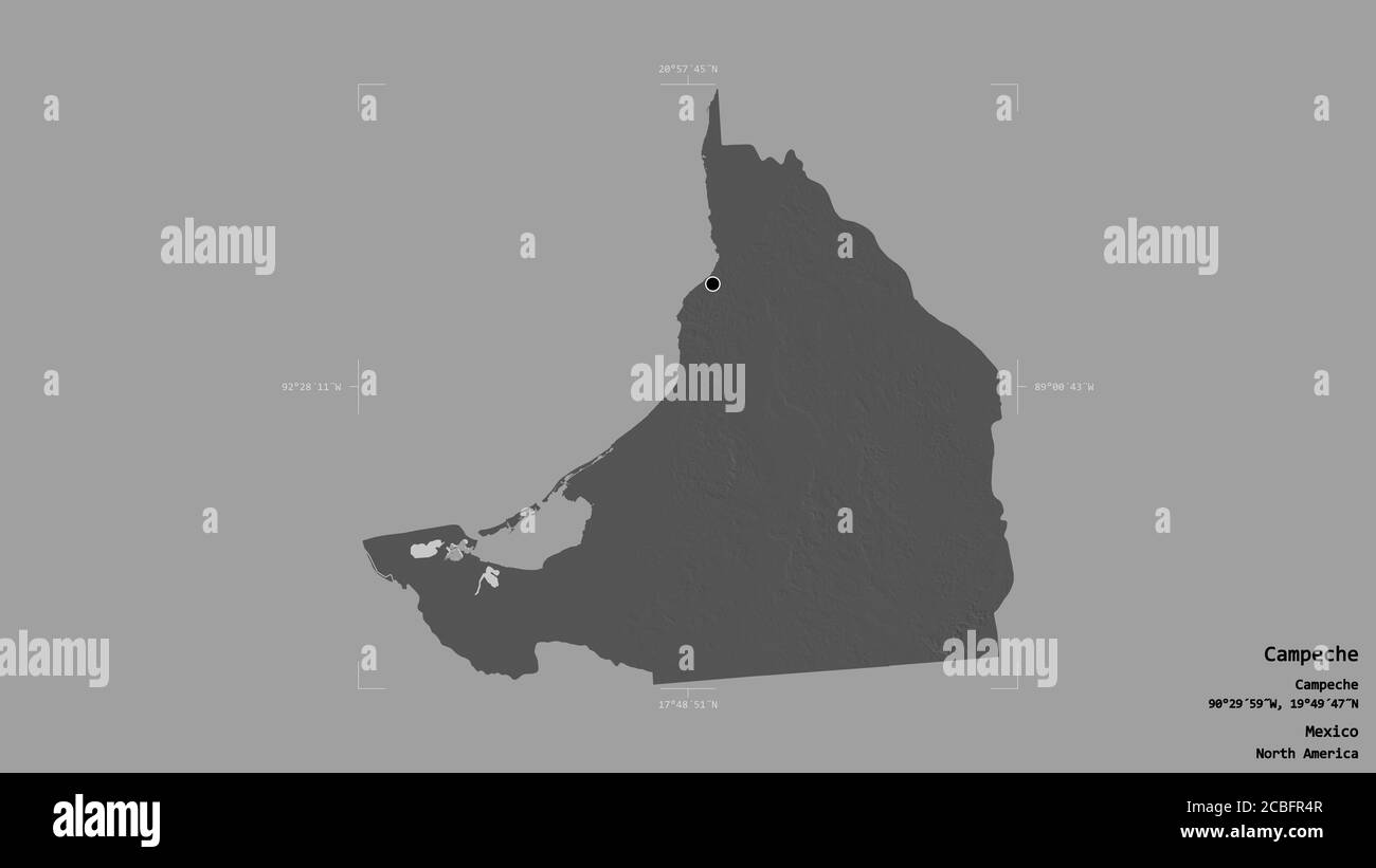 Area of Campeche, state of Mexico, isolated on a solid background in a ...